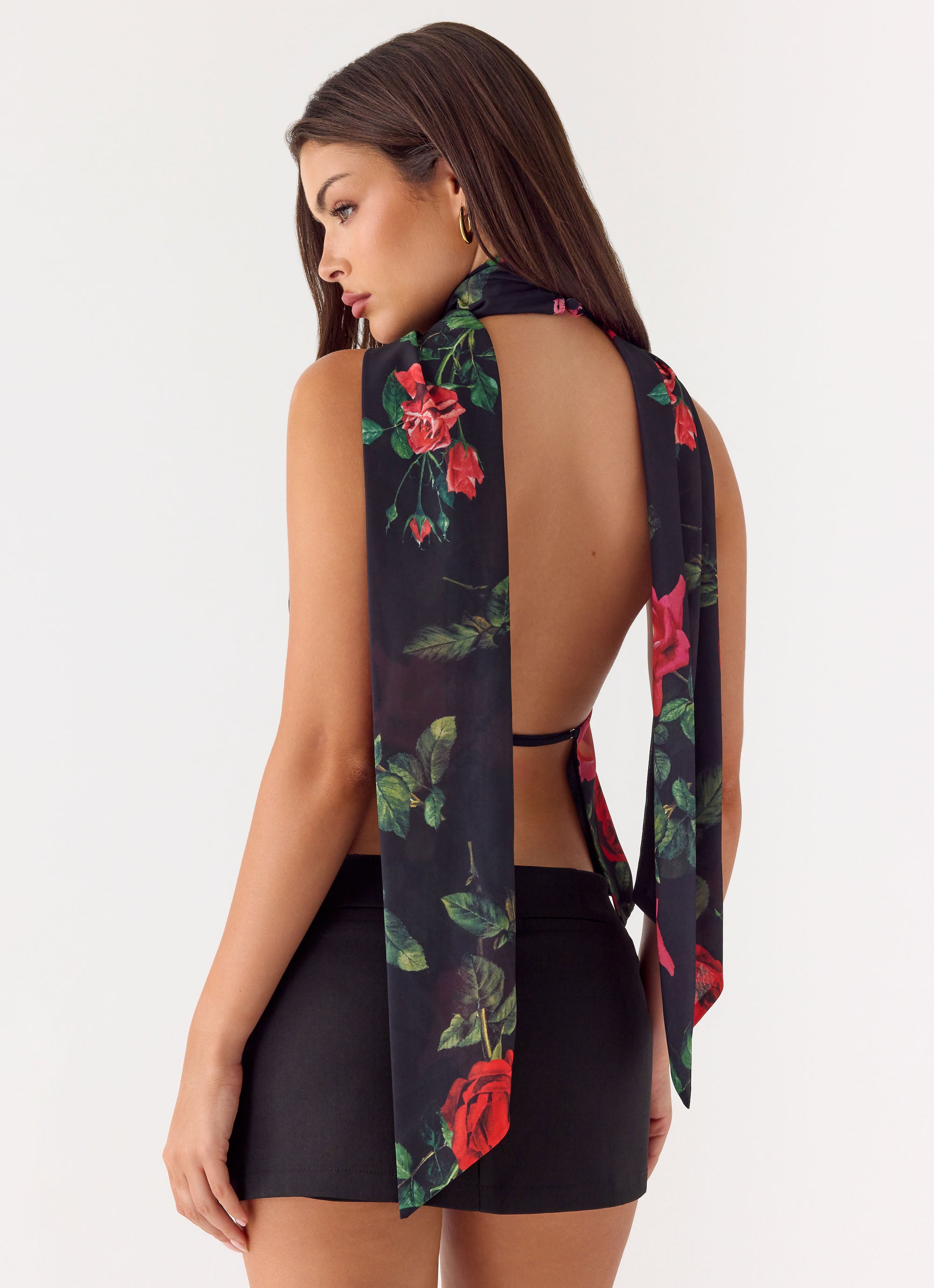 Get Me Halter Backless Top - Midnight Bloom – Peppermayo