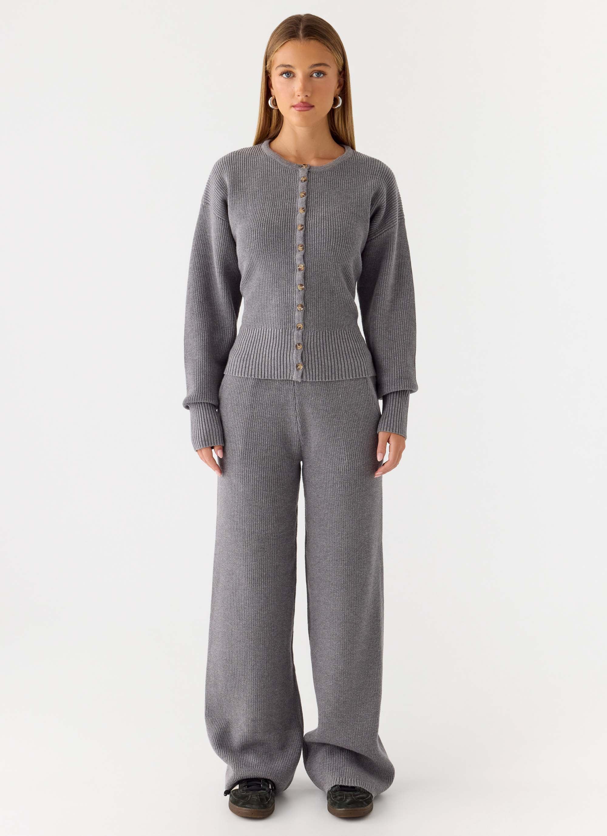 Harrison Cinched Knit Cardigan - Marle Grey – Peppermayo