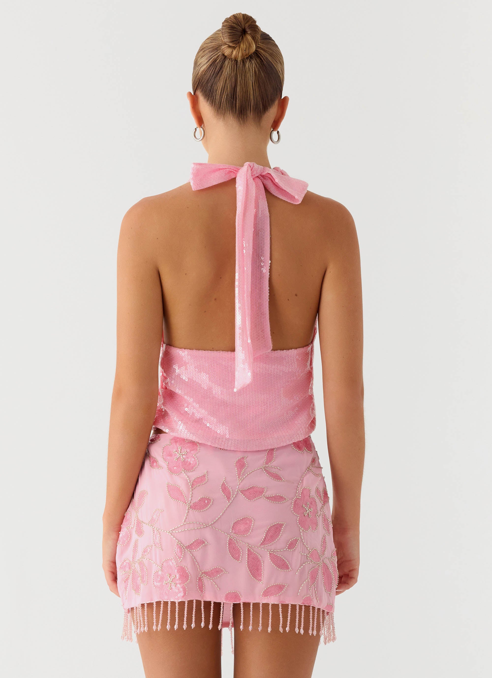 Hollie Sequin Cowl Top - Pink – Peppermayo