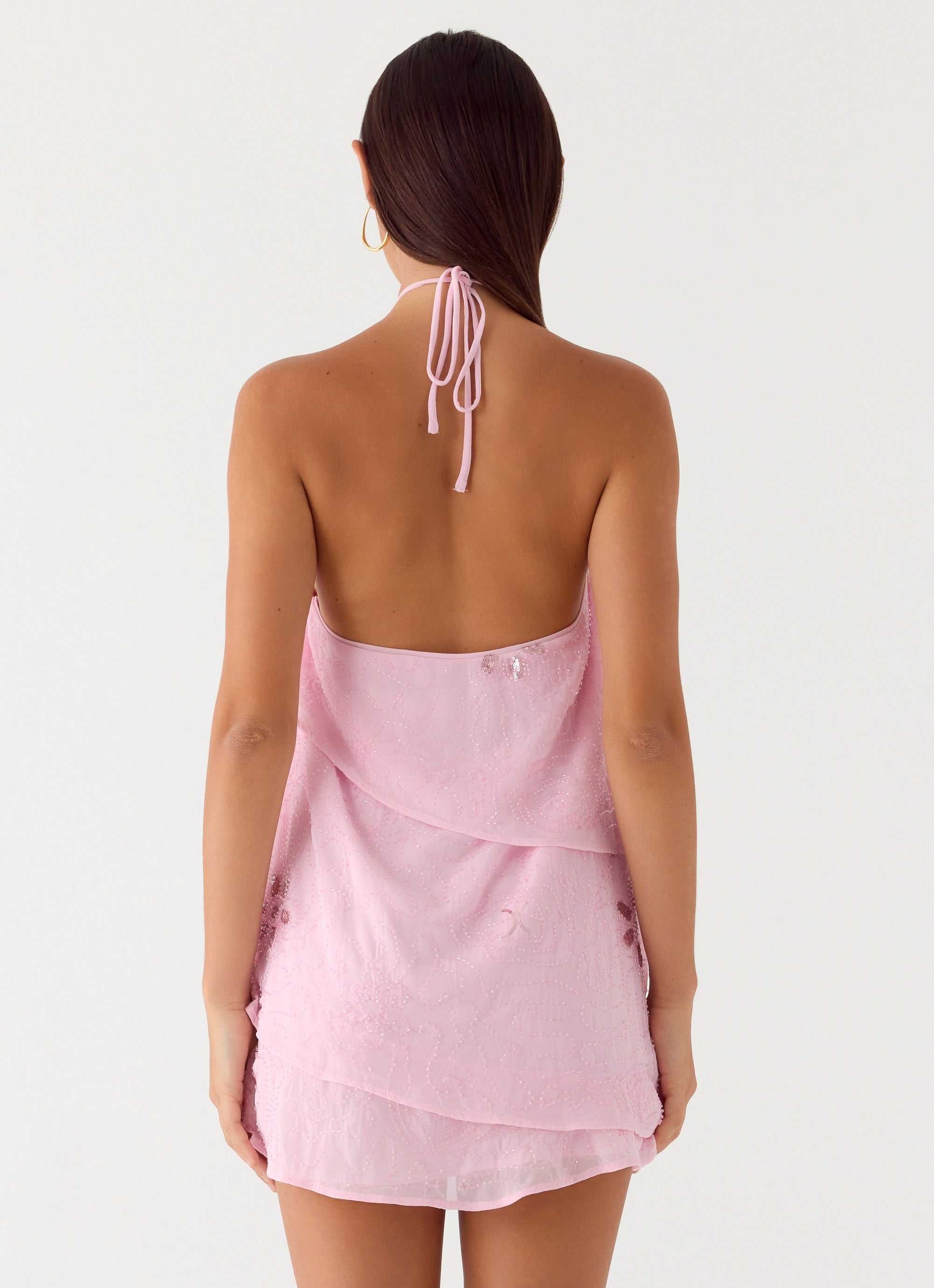 On The Go Beaded Mini Dress - Pink – Peppermayo