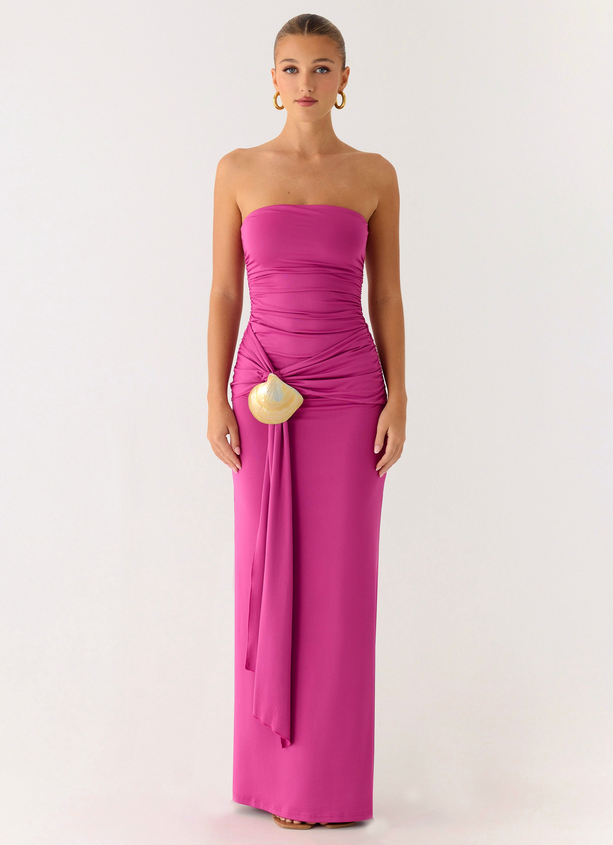 Party After Party Shell Maxi Dress - Fuchsia – Peppermayo